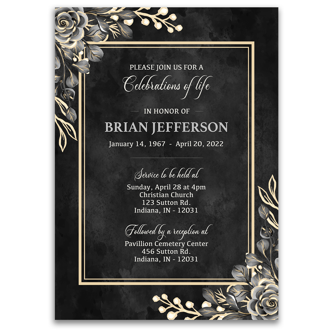 Black Floral Border Invitation